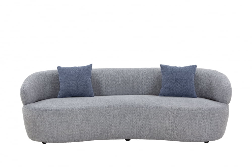 Curved Sofa, Mid Century Modern Boucle Fabric Upholstered 3-Seater Sofa ...