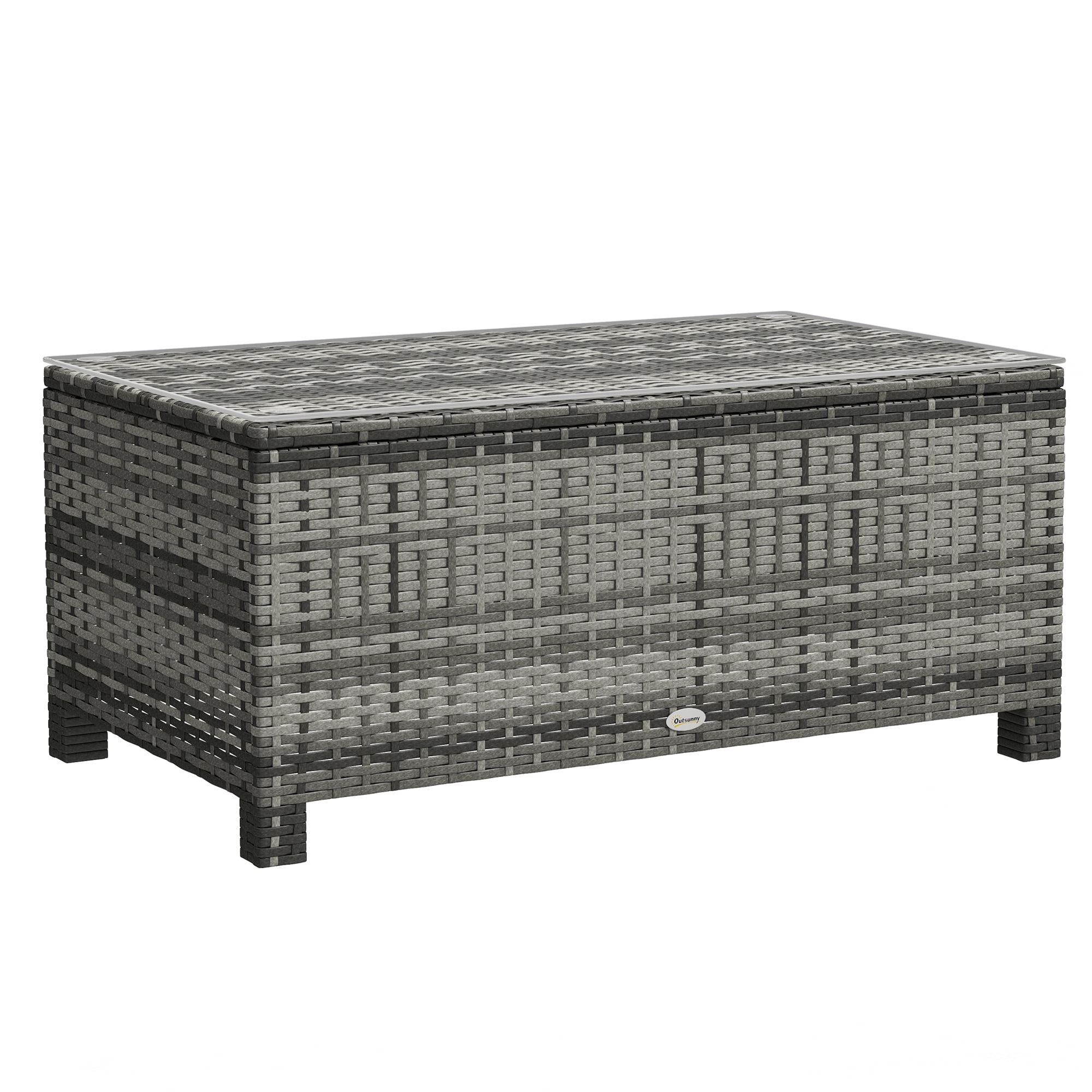 Click here for Outsunny Rattan Coffee Table With Tempered Glass T... prices