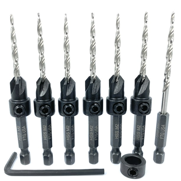 FTG USA Countersink Drill Bit Set 6 Pc #6(9/64"), 1 Replacement Countersink Bit - Walmart.com