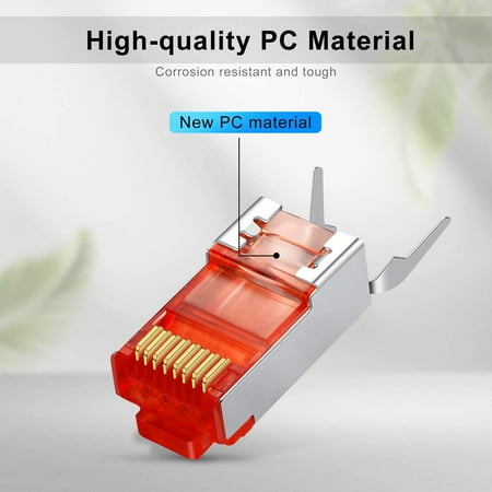 Cat7 RJ45 Connector 20 pcs, Shielded Cat6A RJ45 STP Gold Plated ...