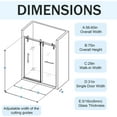 "Kullavik Frameless Sliding Shower Door, 56-60"" W x 75"" H, 5/16"" Clear Tempered Glass ...