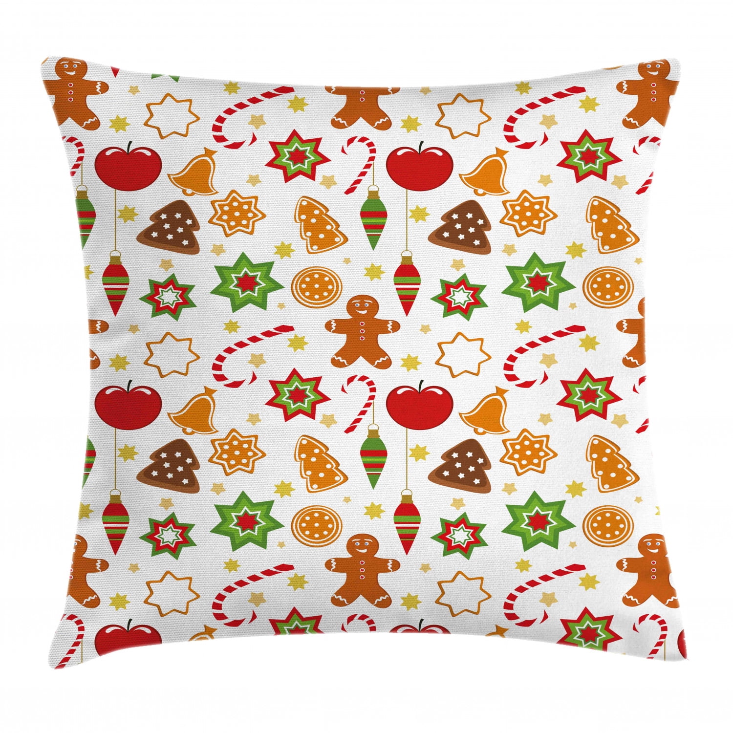 Gingerbread Man Throw Pillow Cushion Cover, Festive Christmas Icons ...