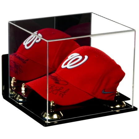 Deluxe Acrylic Baseball Cap Display Case with Gold Risers Mirror and ...