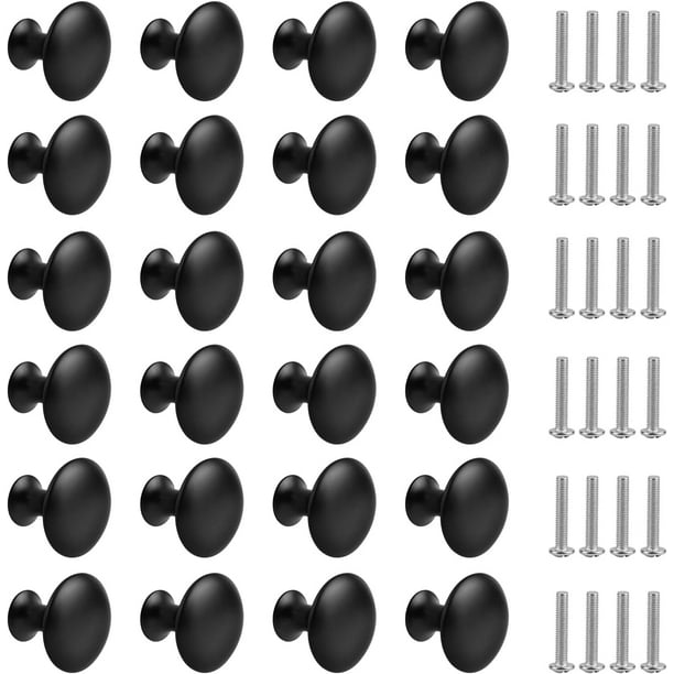 SHENMO 24 Pieces Matte Black Drawer Knobs, Round Cupboard Knobs ...