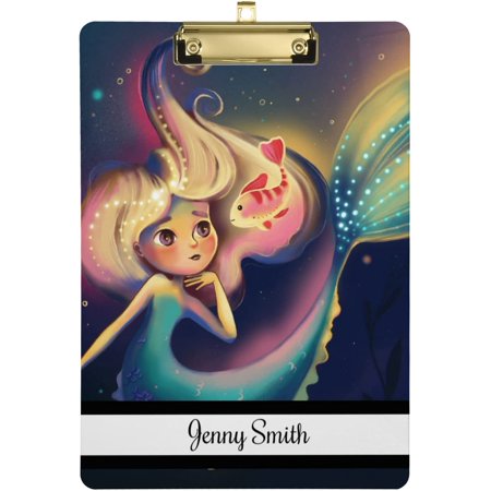 XDDJA Mermaid Fish Clipboard Hardboard Wood Nursing Clip Board and Pull ...
