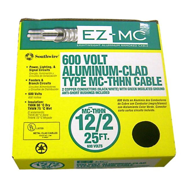 Southwire 68580021 25' 12/2 Type MC Cable Aluminum - Walmart.com ...