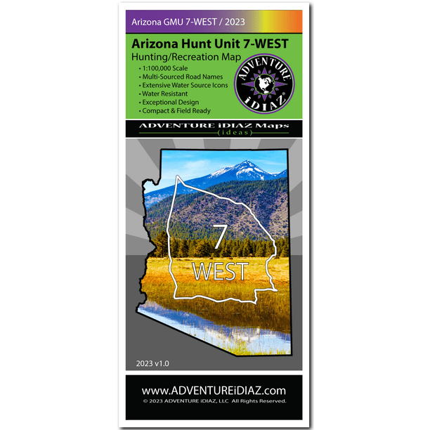 ADVENTURE iDIAZ - Arizona Hunt Unit 7 West Map - Hiking, Hunting, Recreation Map - Walmart.com