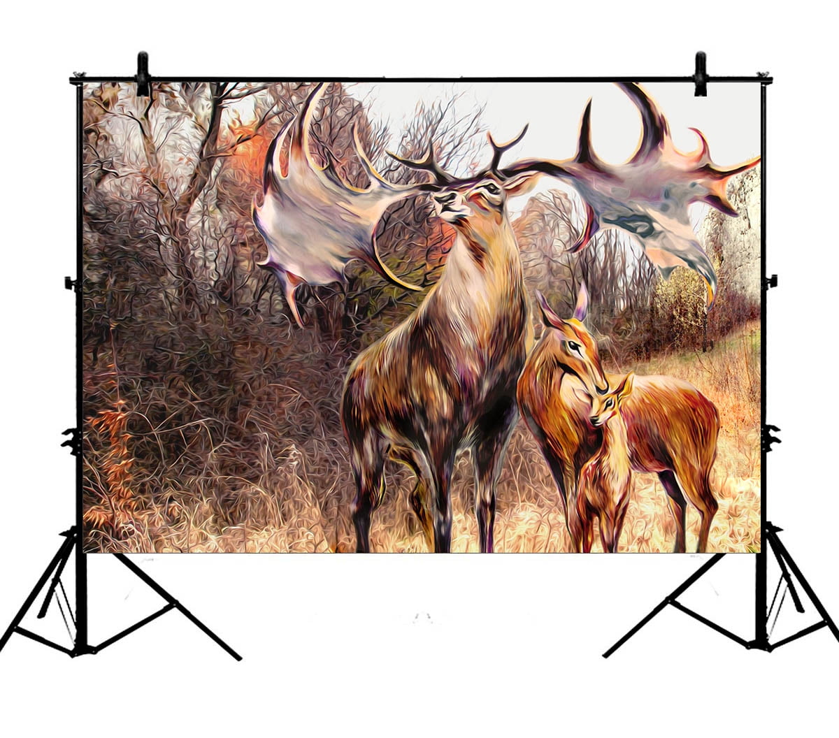 YKCG 7x5ft Beautiful Reindeer Family Autumn Tree Photography Backdrops ...