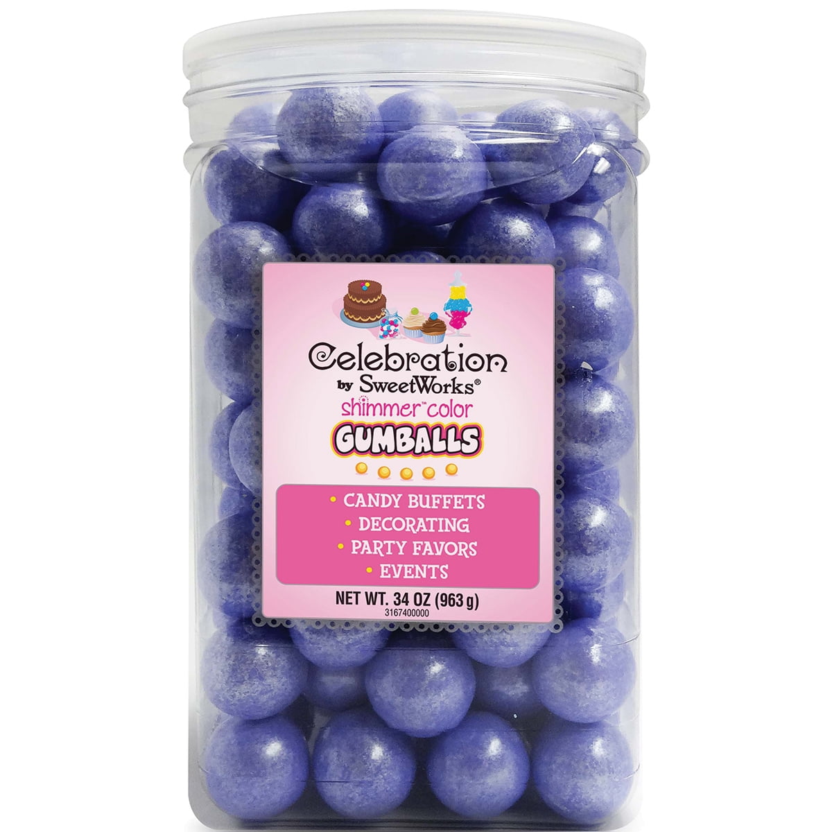 Celebrations By SweetWorks Gumballs 34oz-Shimmer (TM) Lavender ...