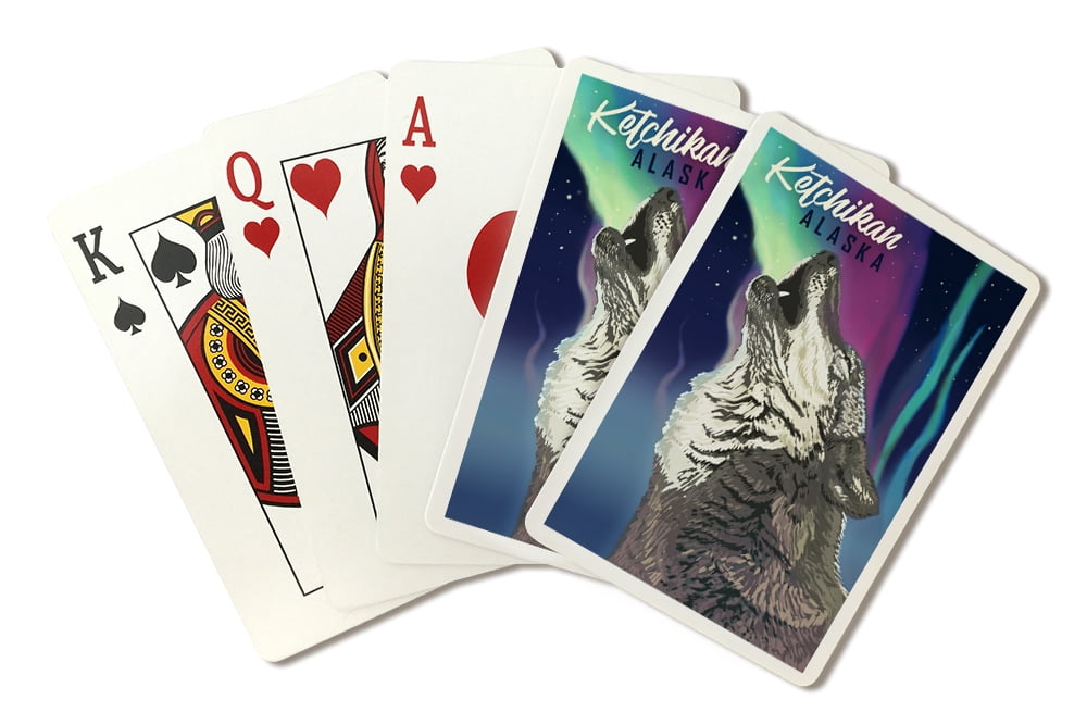 Ketchikan, Alaska, Northern Lights, Wolf, Lantern Press, Premium ...