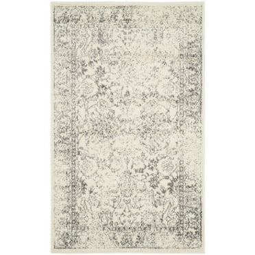 SAFAVIEH Adirondack Wyatt Traditional Distressed Area Rug, Ivory/Silver ...