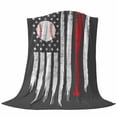Baseball USA Flag Fleece Throw Blanket Distressed Vintage Red White ...