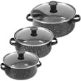 PTOOTP 3 Piece Black Enamel Soup Pot Set Double Handles Even Heating ...