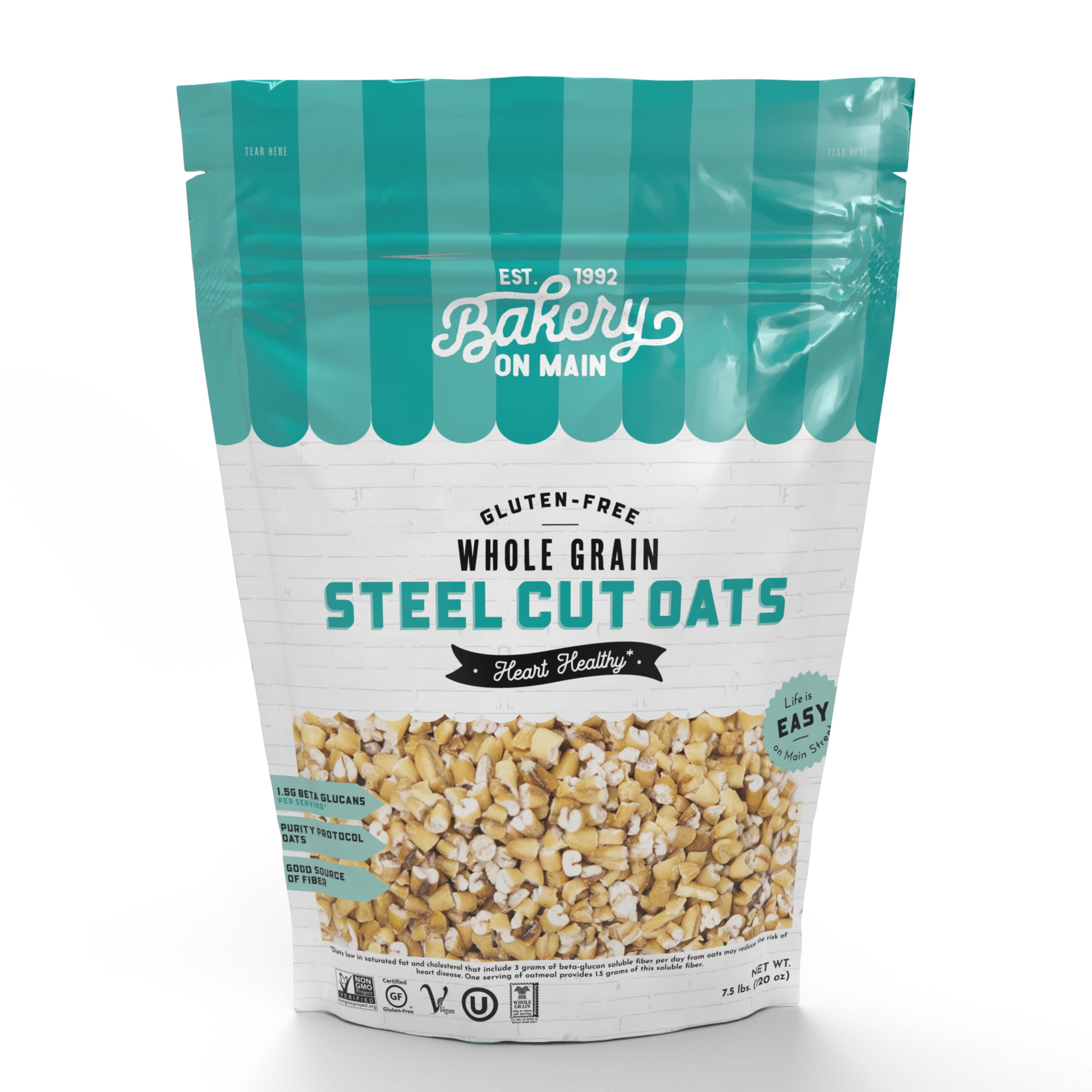 Bakery On Main, Whole Grain Steel Cut Oats, Gluten Free, 7.5 lb Bag