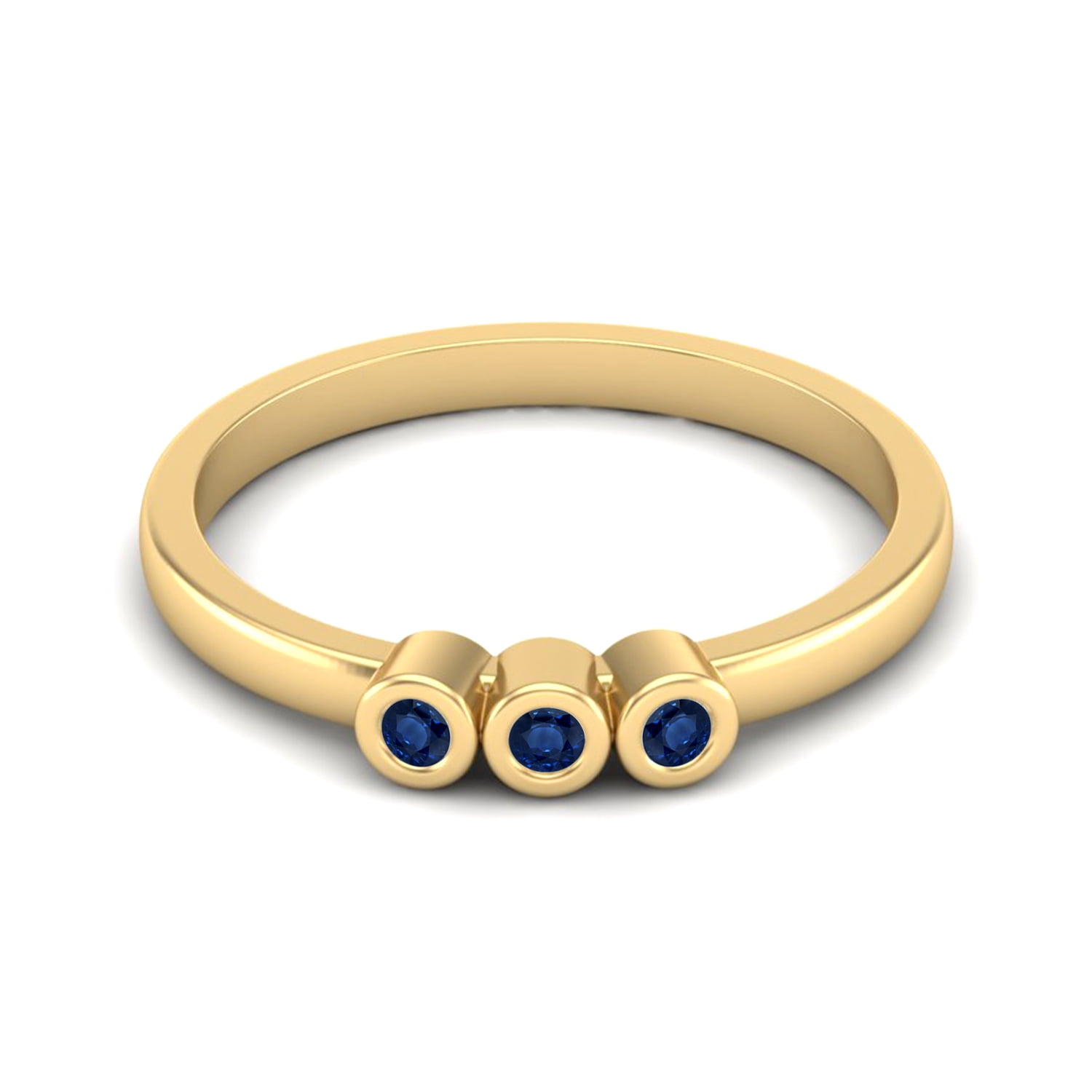 Round Shape Blue Sapphire Stackable Women Ring 925 Silver Gold Vermeil - Walmart.com
