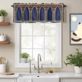 Blue Gold Arched Window Valance for Kitchen, Vintage Ethic Traditional ...