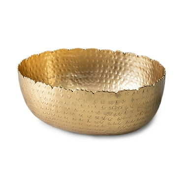 Creative Co-Op Round Hammered Metal Bowl, Gold Finish - Walmart.com