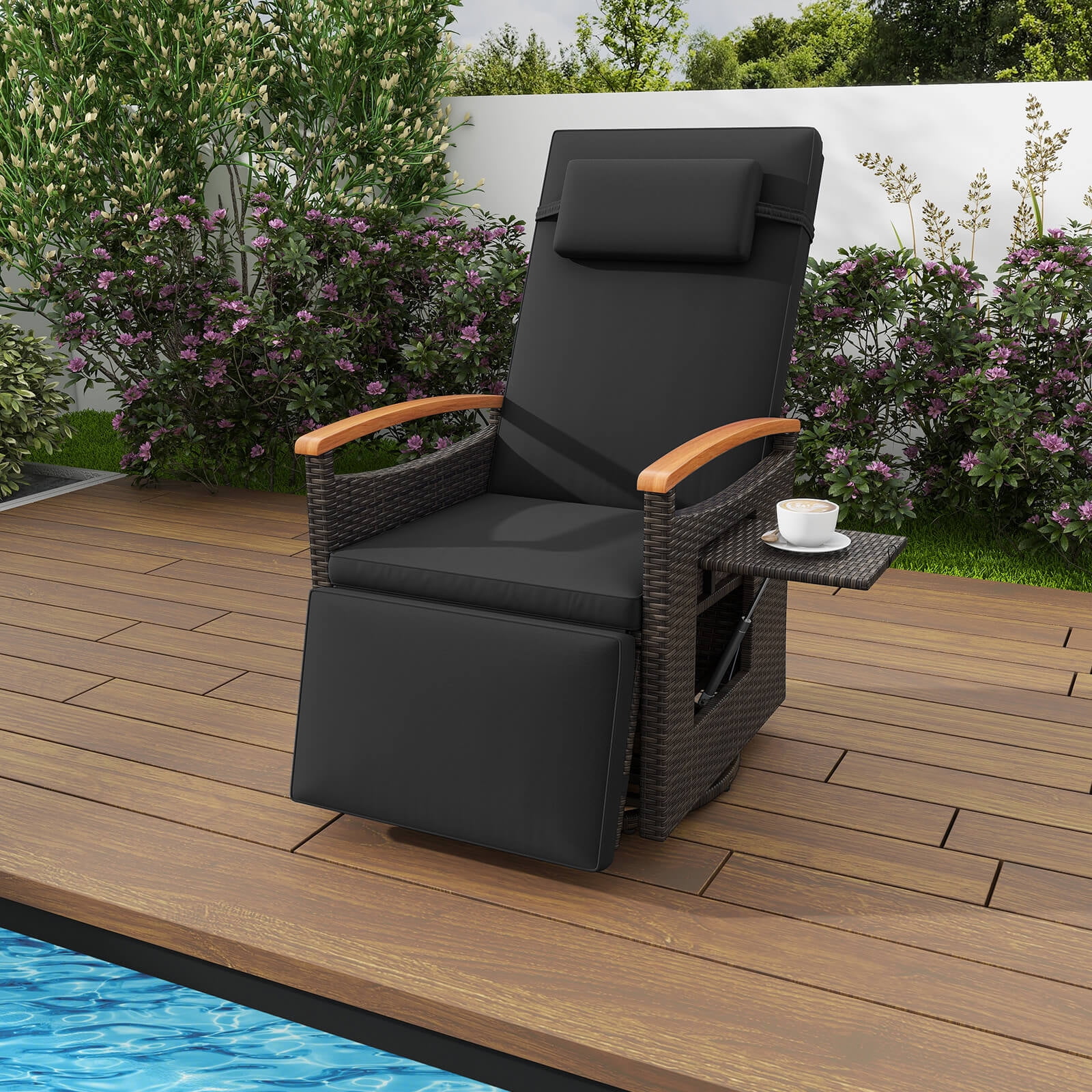 Click here for Costway Outdoor 360° Swivel Rattan Recliner Chair... prices