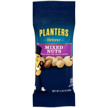Planters Deluxe Mixed Nuts Bag With Macadamia Nuts, 2.25 oz Bag ...