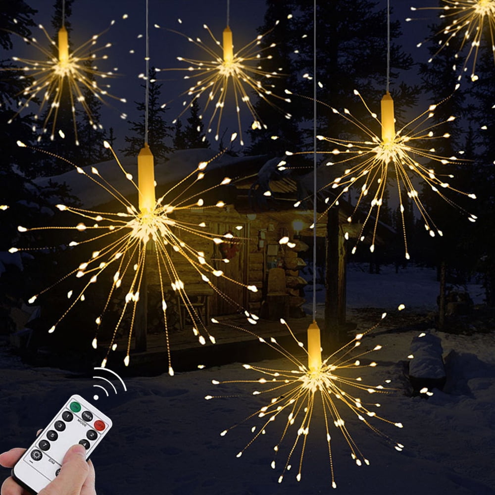 RisingPro 1/2/4 Pack Remote Control LED Firework Fairy String Light ...