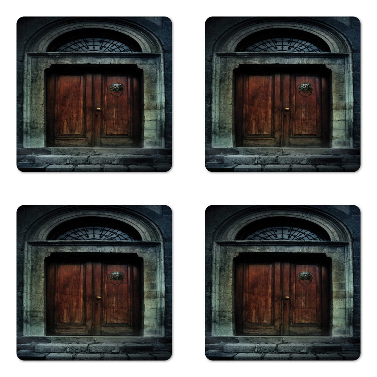Gothic Coaster Set of 4, Photo of Antique Aged Wooden Door of Dark ...