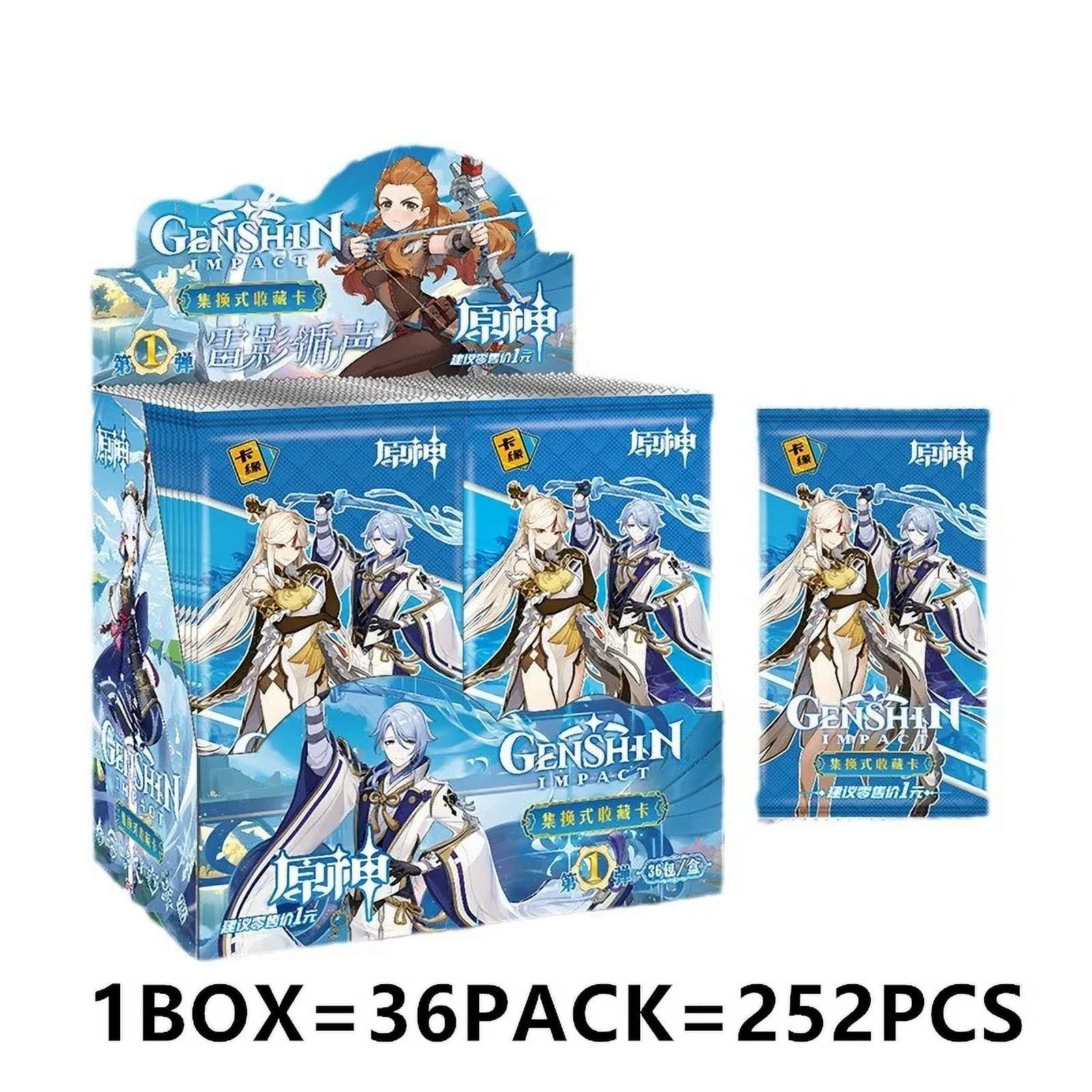 Genshin Impact-caja de cartas de colección TCG, juego completo de Anime ...