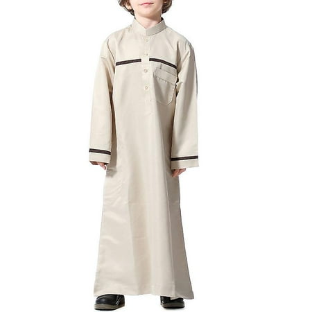 Kids Boys Muslim Jubba Long Sleeve Kaftan Thobe Islamic Arab Abaya Robe ...