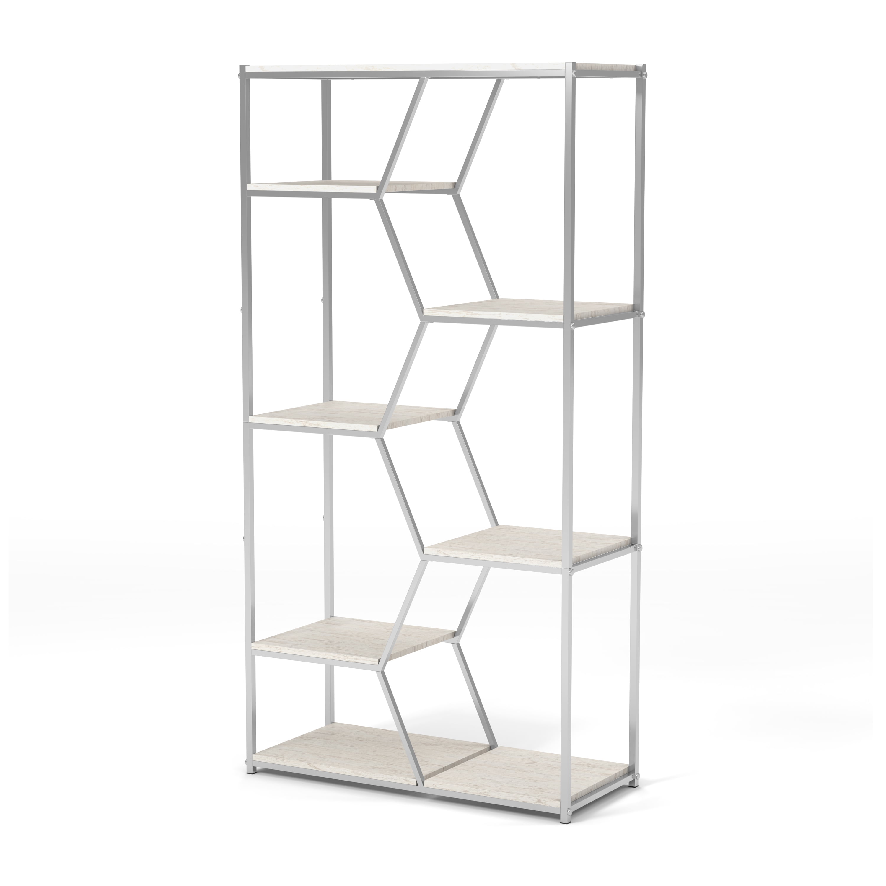 Furniture of America Liponia 7 Shelf Bookcase, Chrome - Walmart.com