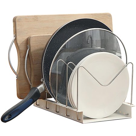 White Kitchen Pot Lid Rack Thick Carbon Steel Adjustable Pot Lid Rack ...
