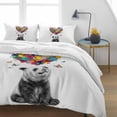 4 Piece Duvet Cover Set Twin, Abstract Panda Soft Breathable Bedding ...