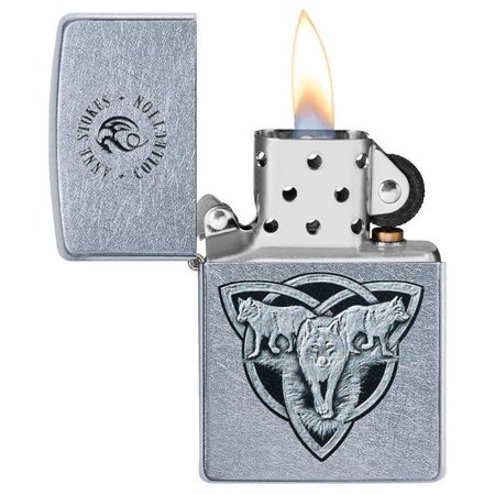 49099 Zippo Anne Stokes Wolf Trio Lighter Street Chrome Pocket Lighter ...