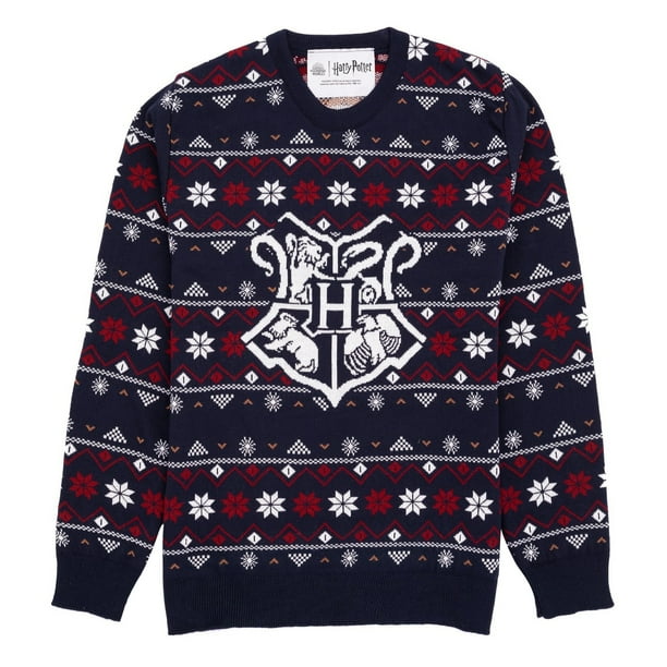 Harry Potter Adult Hogwarts Crest Knitted Ugly Christmas Sweaters ...