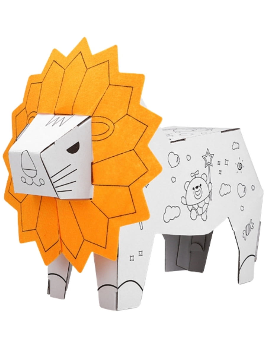 PINGÜE® DIY Doodle | León 41x12x33, León Armable de Cartón para Niños ...