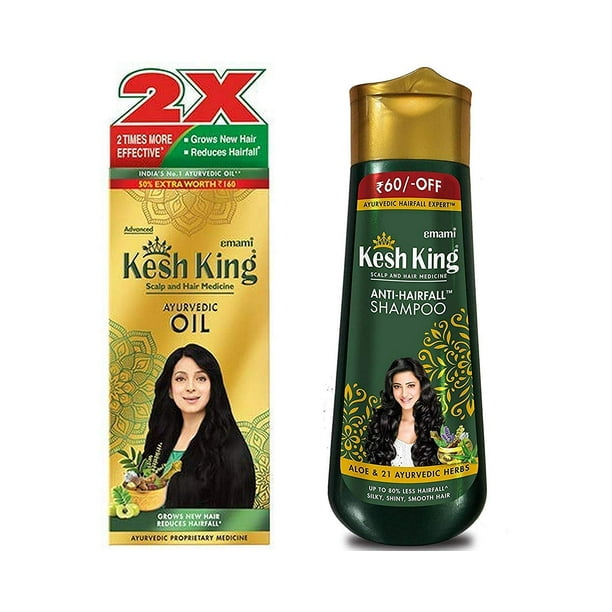 Kesh King Ayurvedic Scalp and Hair Oil, 300ml & Anti Hairfall Shampoo, 340ml Combo - Walmart.ca