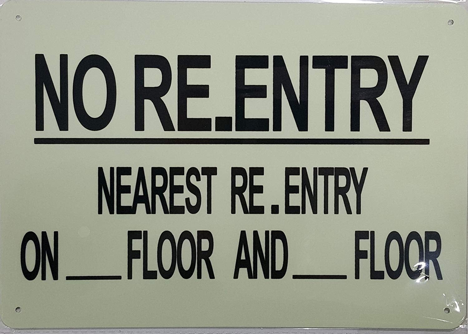 NO RE-ENTRY ON THIS FLOOR NEAREST ENTRY SIGN (HEAVY DUTY,ALUMINUM SIGN ...