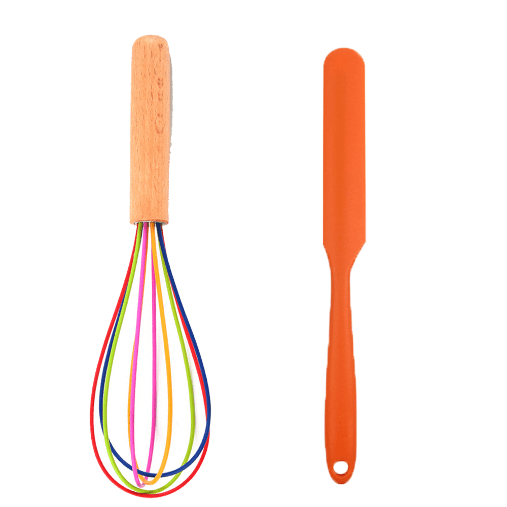 2 Piece Mini Kitchen Utensil Set- Silicone Kitchen Tools with wood ...