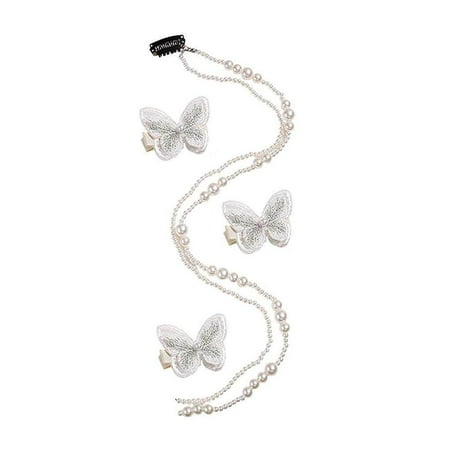 Butterfly Artificial Pearl Hair Chain Tassel Hair Pearl Hair Pin Beaded ...