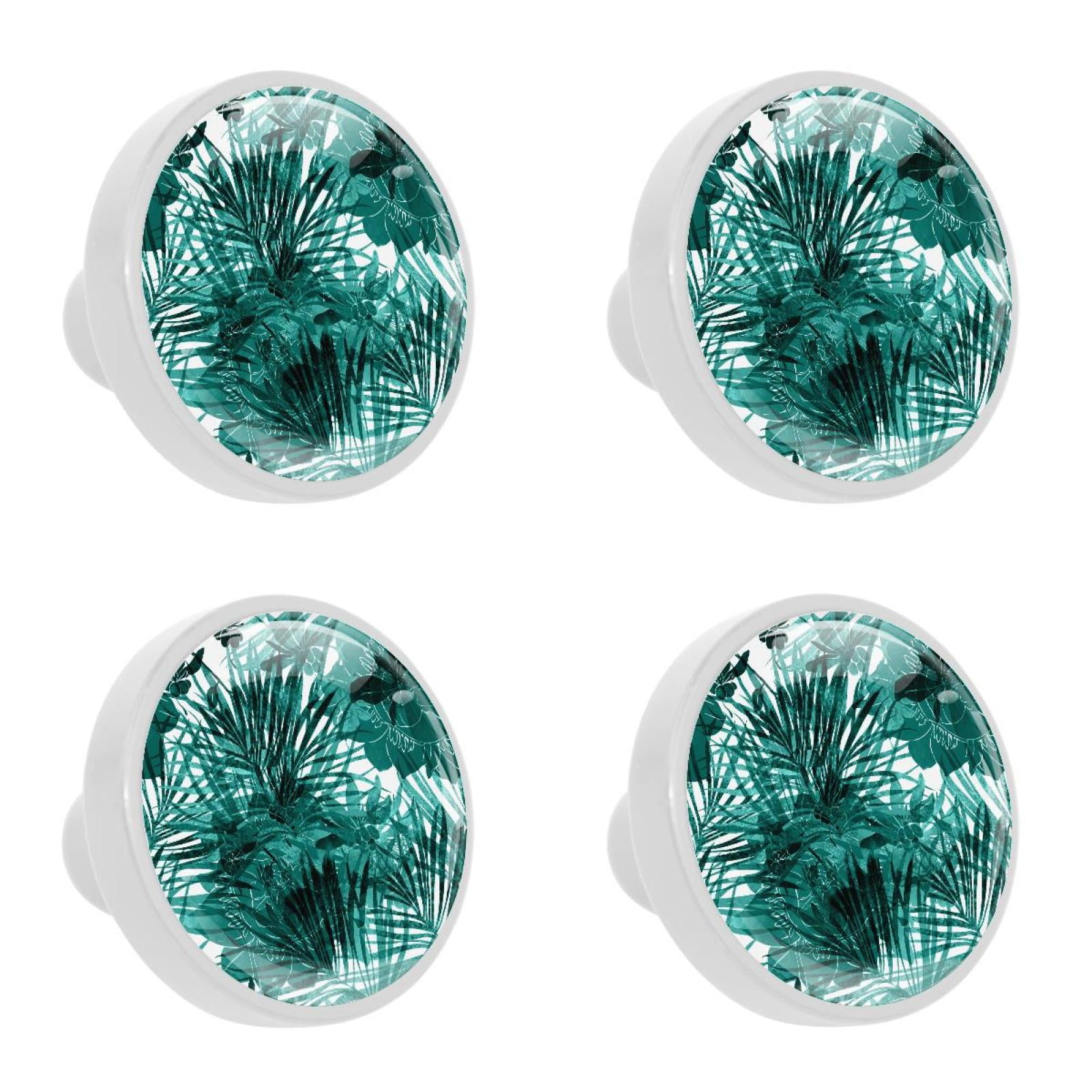 4 Pcs Watercolor Tropical Floral Knobs for Kitchen Cabinet Cupboard ...