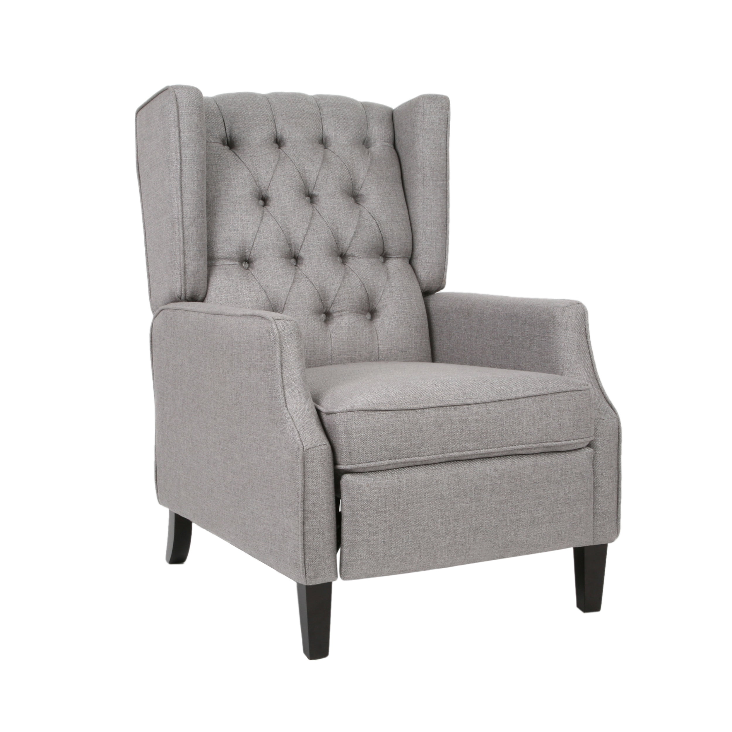 Noble House Zakyiah Traditional Fabric Wingback Recliner, Gray ...