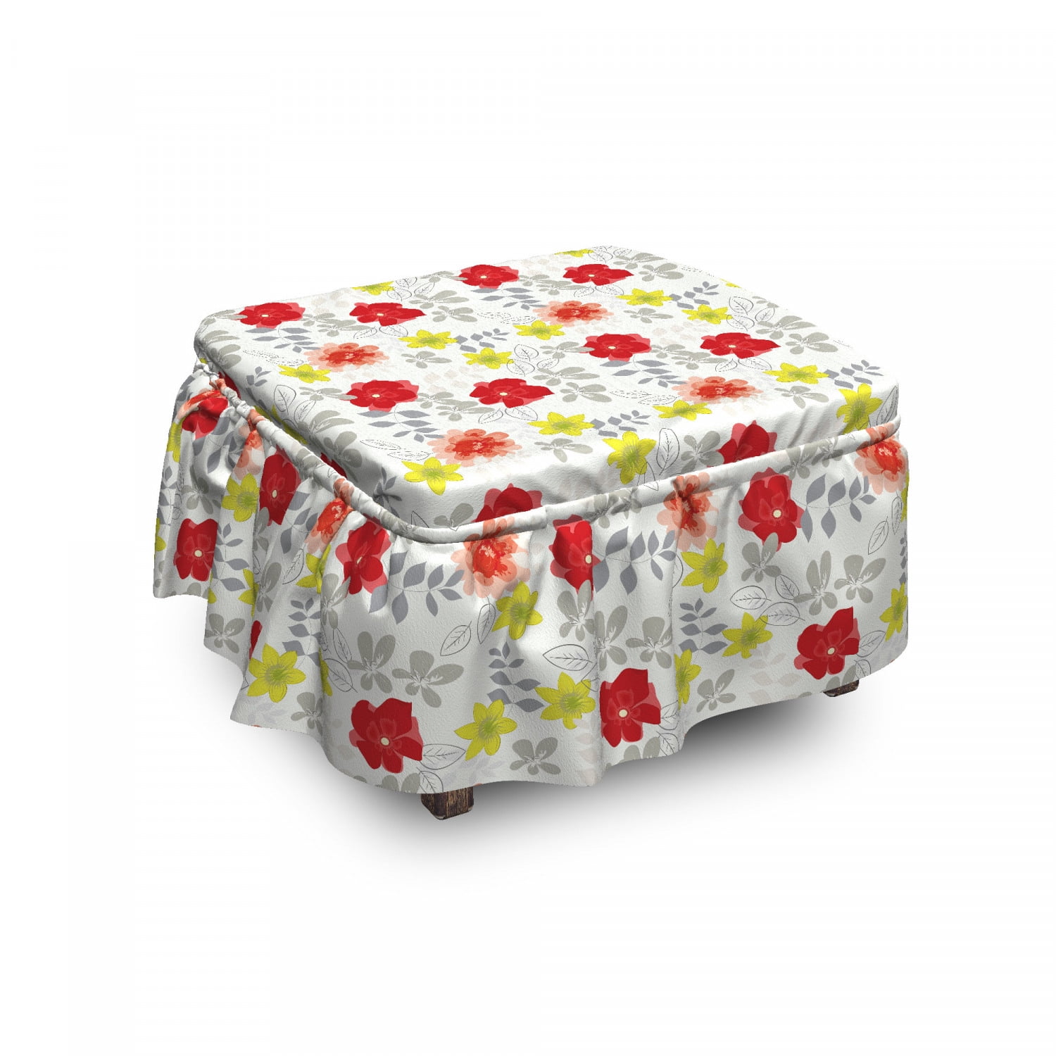 Spring Ottoman Cover, Beauty of Summer Blossoms, 2 Piece Slipcover Set ...