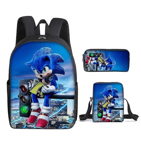 Sonic Backpack 3 Piece Combo Set Elementary Cartoon Backpack Cartoon ...