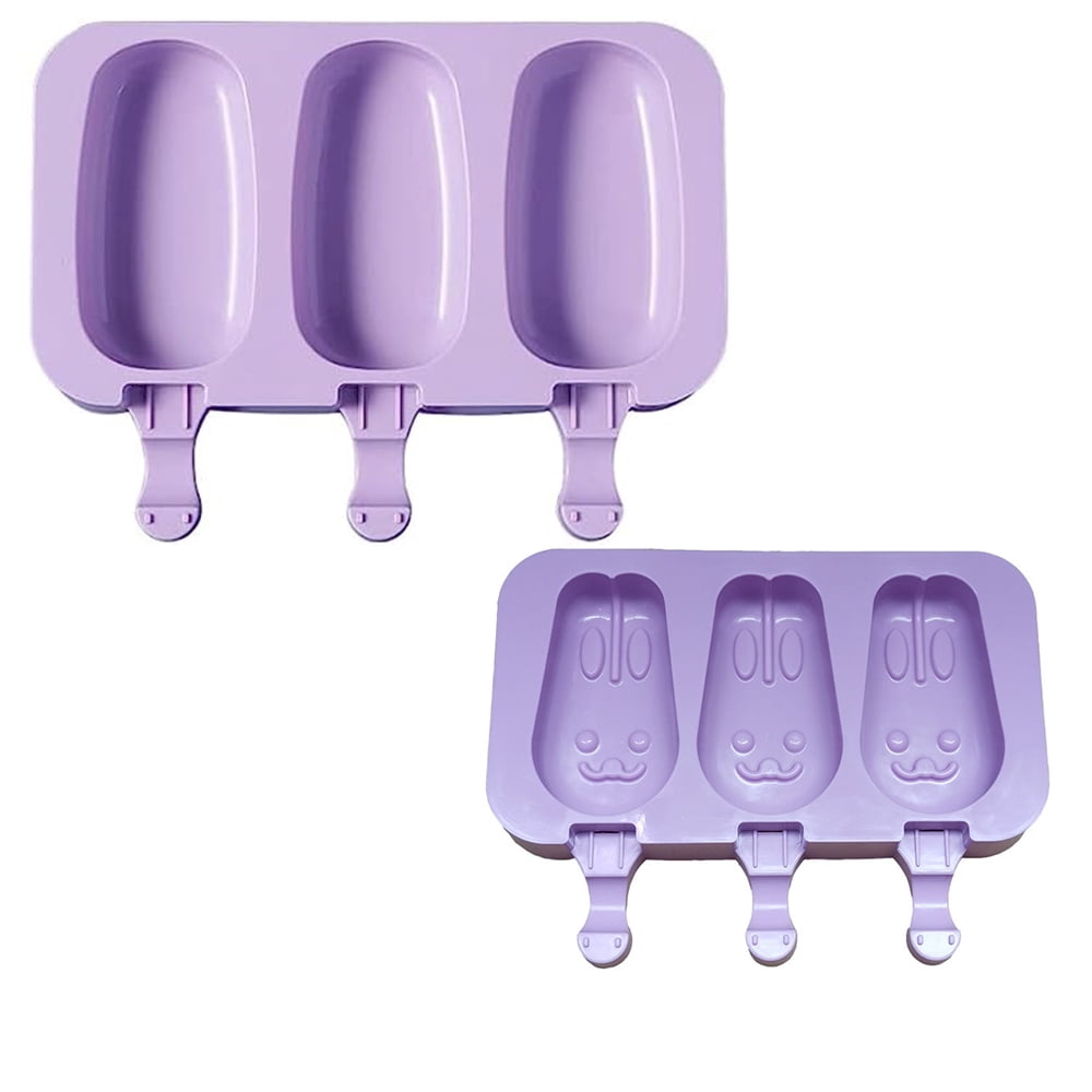 (Óvalo morado + conejo morado) Molde para helado con tapa (enviar ...