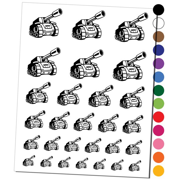 Cartoon Military Army Tank Water Resistant Temporary Tattoo Set Fake ...