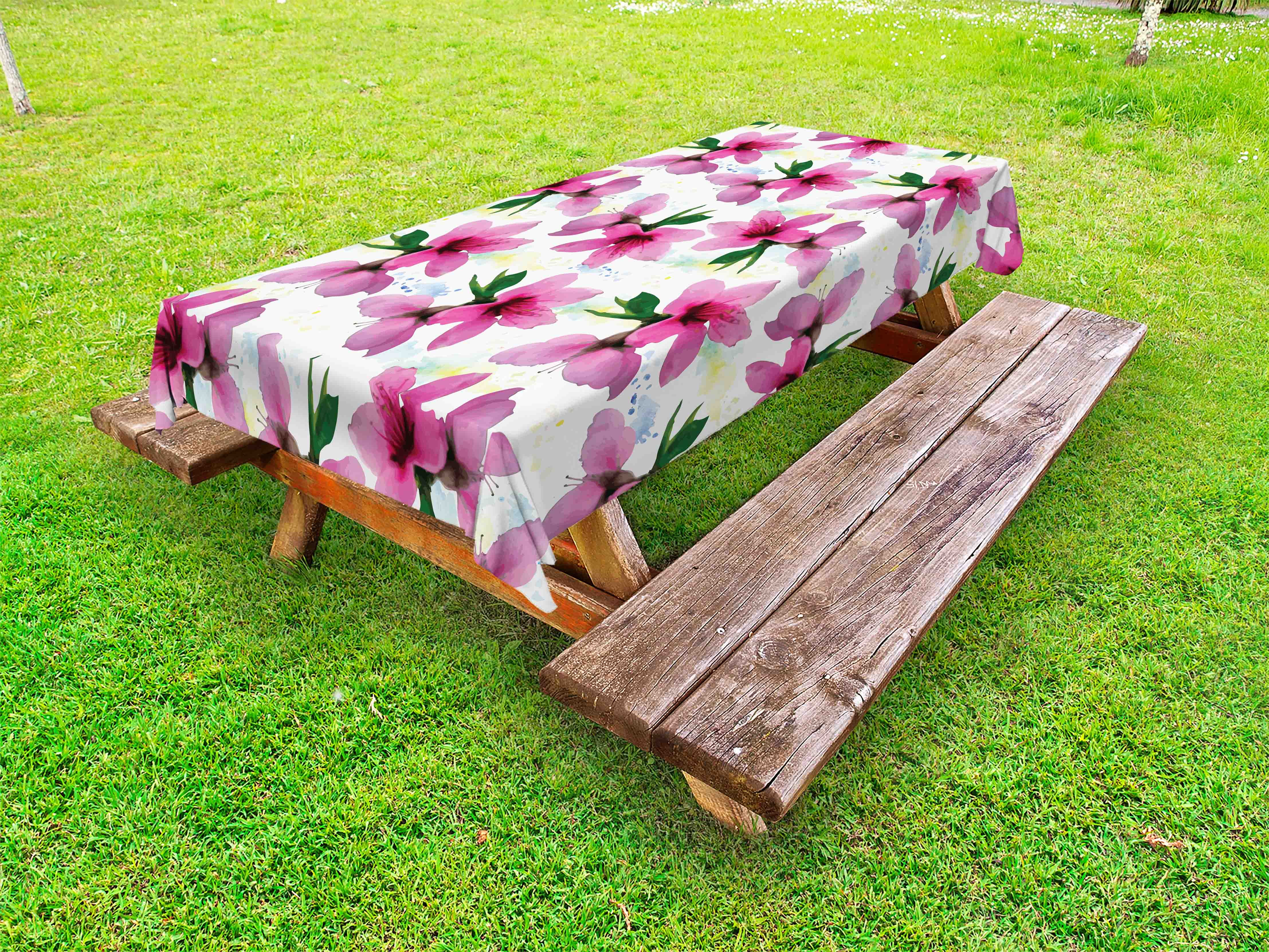 Floral Outdoor Tablecloth, Vivid Cherry Blossom Sakura Petals Botany ...