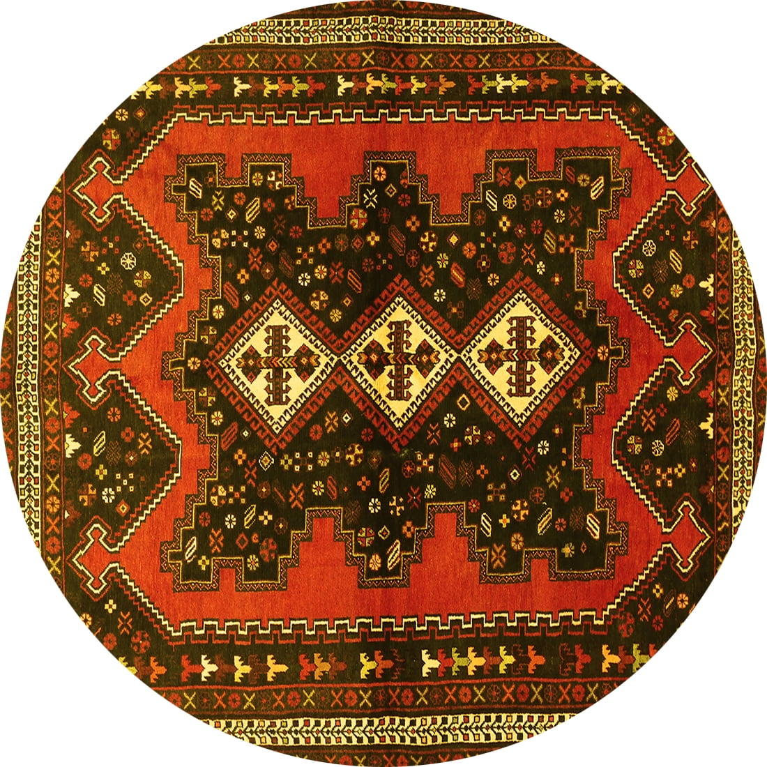 Ahgly Company Indoor Round Persian Yellow Traditional Area Rugs, 5 ...