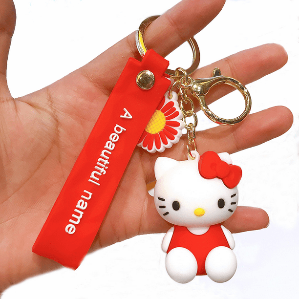 PVC Keychain 3D Cartoon Kitty Cat Key Chain for Girls Women Gifts ...