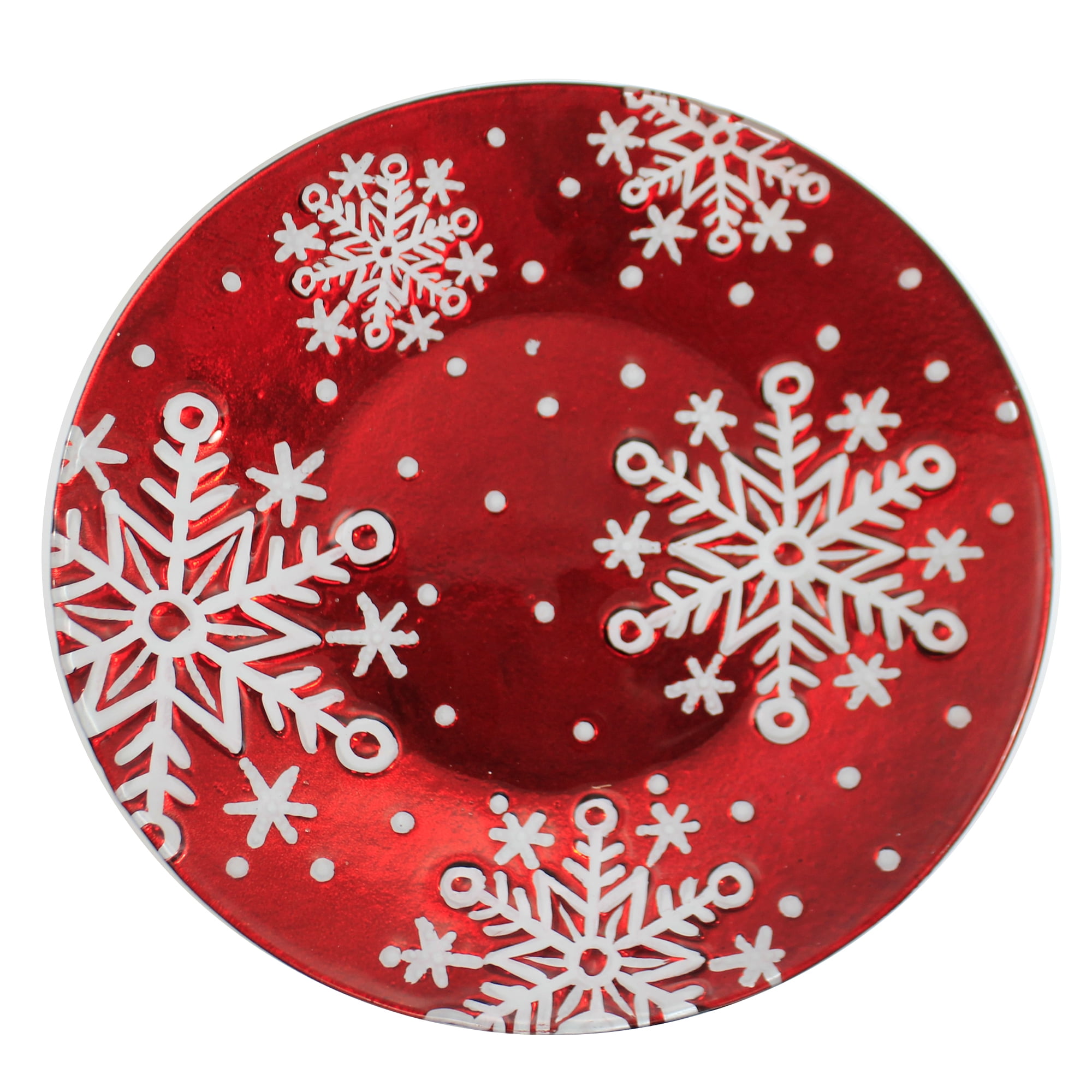 Tabletop Red Snowflakes Platter Glass Christmas Fusion Xm1020 - Walmart.com