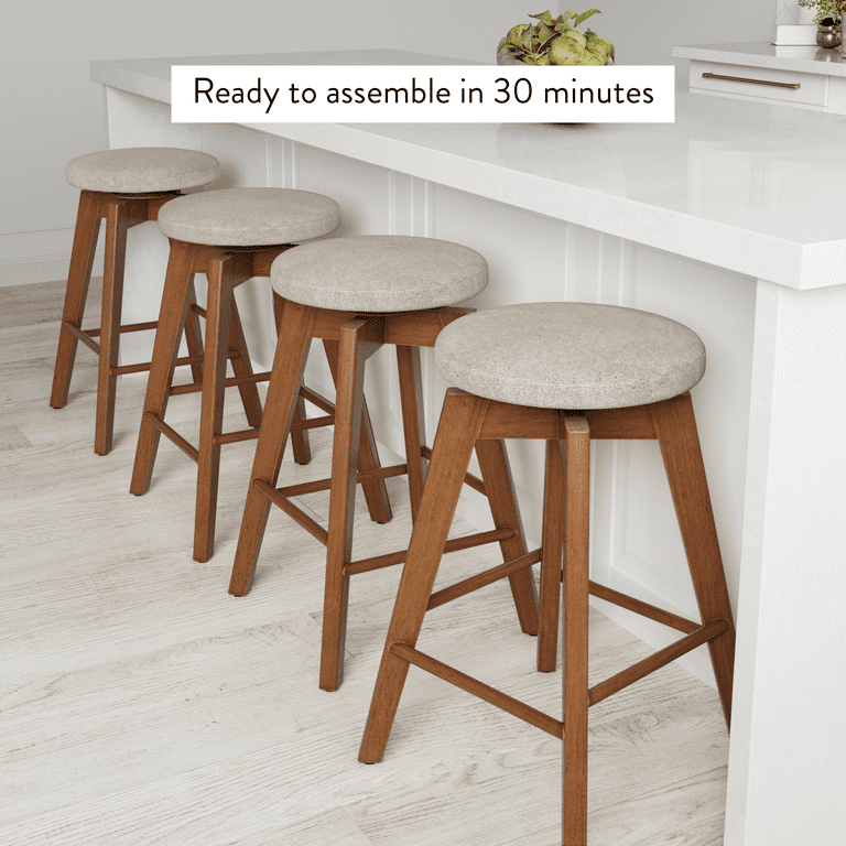 Free Shipping Nathan James Amalia 26 Natural Wheat Brown Backless Counter Height 360 Swivel Upholstered Seat Solid Wood Bar Stool Walmart