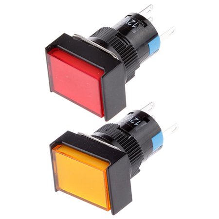 Square Illuminated Push Button DC 12V Switch Contactor Yellow | Walmart ...
