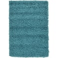 Rugs.com Solid Shag Collection Rug – 2' x 3' Deep Aqua Blue Shag Rug ...